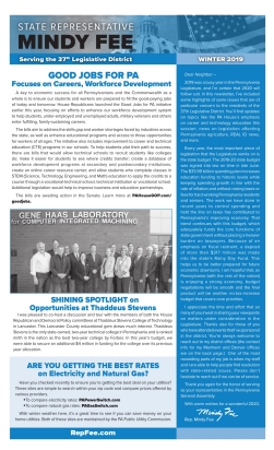 Winter 2019 Newsletter from PA State Rep. Mindy Fee