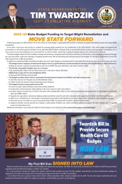 Summer 2022 Newsletter from PA State Rep. Tim Twardzik